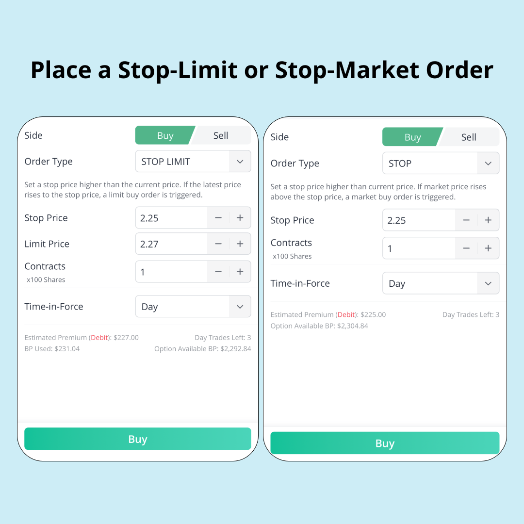 Investors Education Open an Options Position Using Stop Orders- Webull