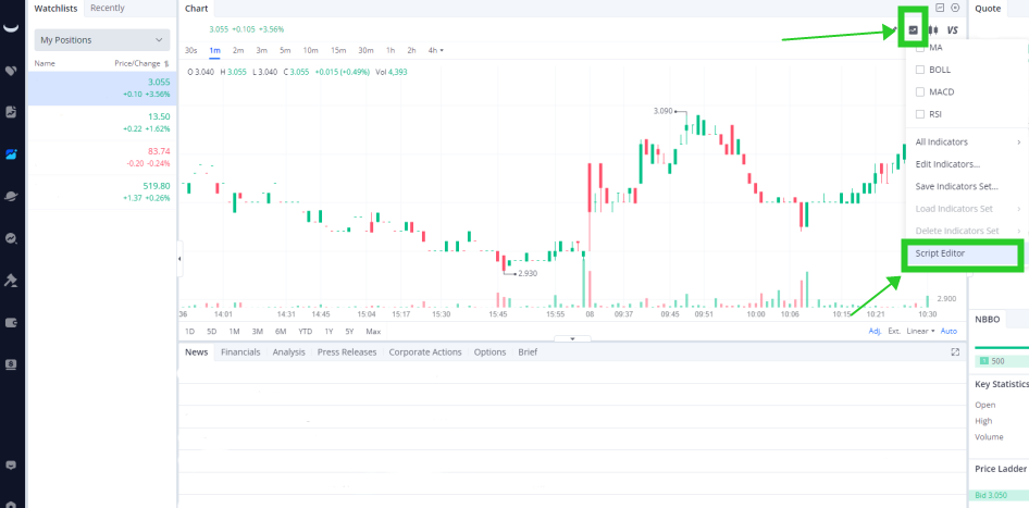 How do I add the Script Editor to the Webull app？ - Webull