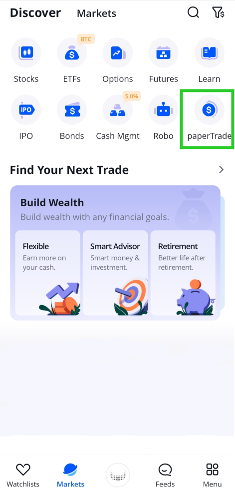 How do I find Paper Trading? - Webull