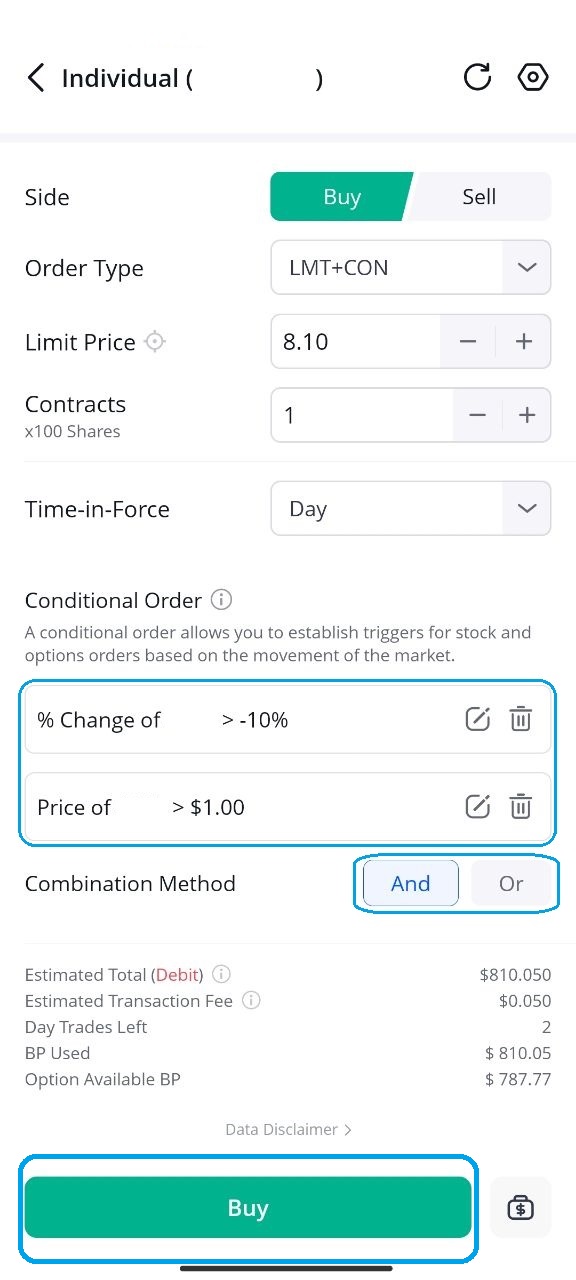 Conditional Order - Webull