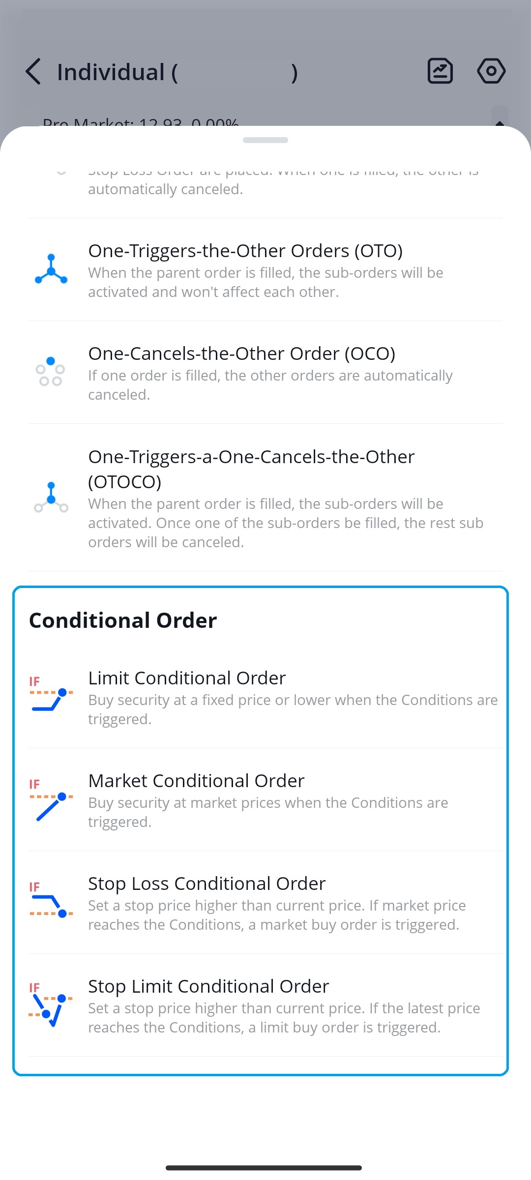 Conditional Order - Webull