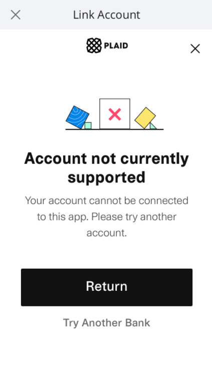 I receive an error when I try to link my bank account via ACH Real-Time ...